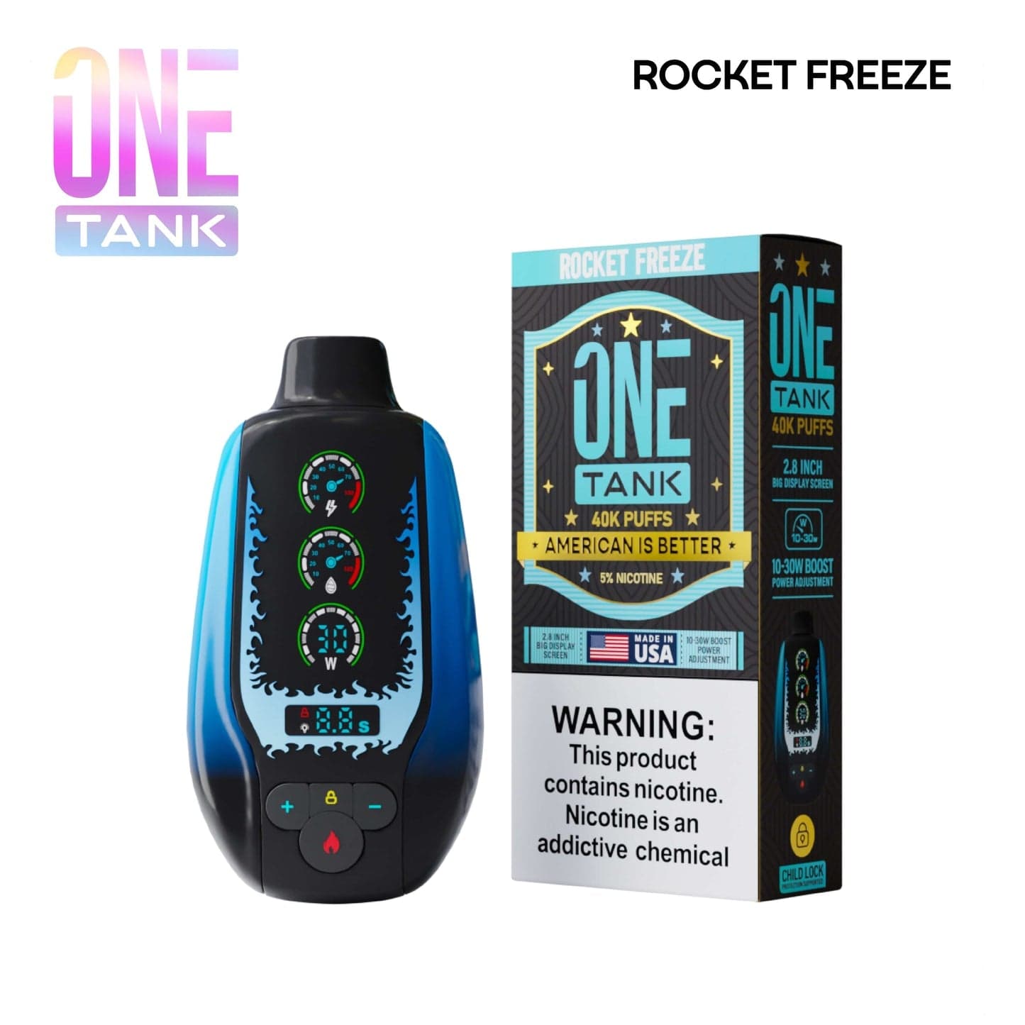 Rocket Freeze – One Tank 40K Disposable Vape | 40 000 Puffs Made in US